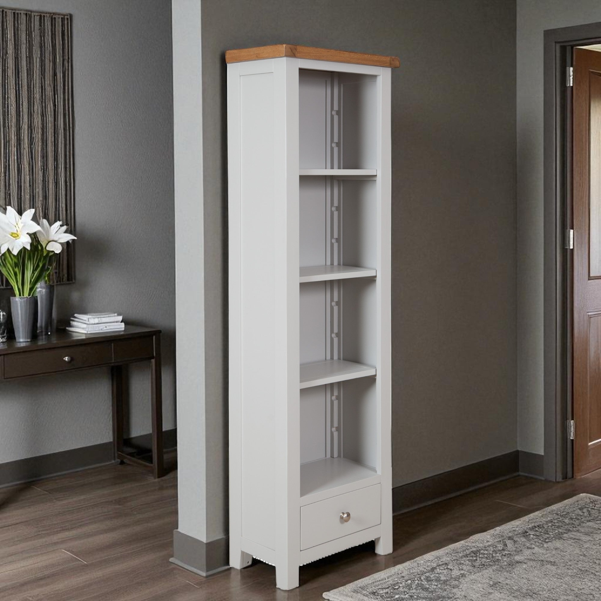 Melbourne French Grey Slim Bookcase